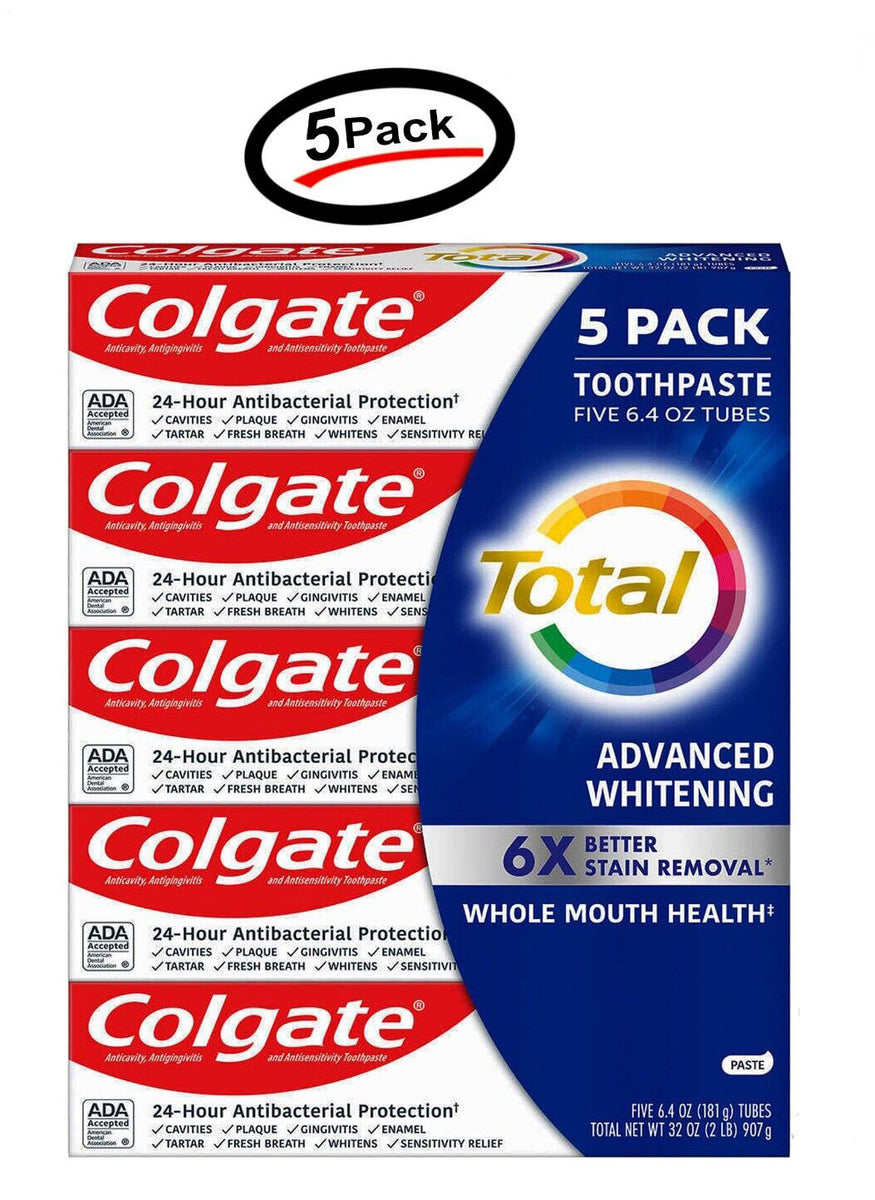 Colgate Total Advanced Whitening Toothpaste, 6.4 Oz (5 Pack)